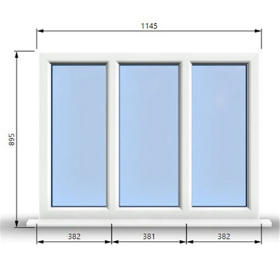 1145mm (W) x 895mm (H) PVCu StormProof Casement Window - 3 Panes Non ...