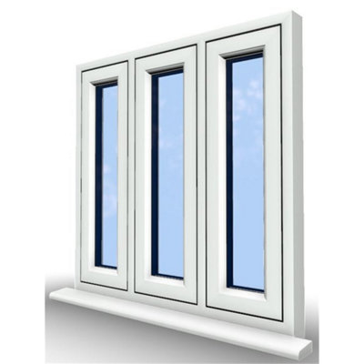 1145mm (W) x 945mm (H) PVCu Flush Casement Window - 3 Panes Non Opening ...