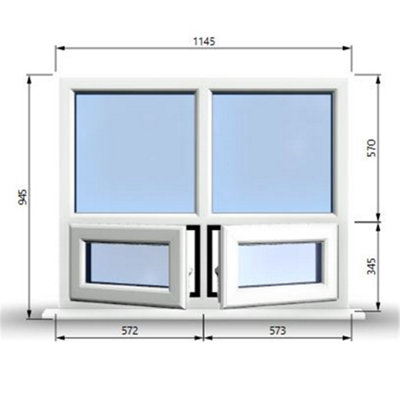 1145mm (W) x 945mm (H) PVCu StormProof Casement Window - 2 Bottom ...