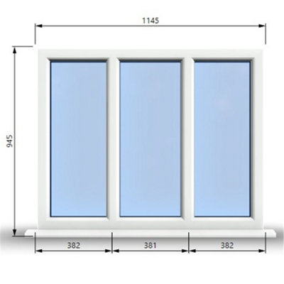 1145mm (W) x 945mm (H) PVCu StormProof Casement Window - 3 Panes Non ...