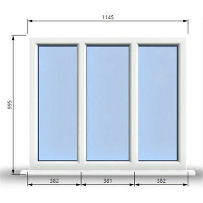 1145mm (W) x 995mm (H) PVCu StormProof Casement Window - 3 Panes Non ...