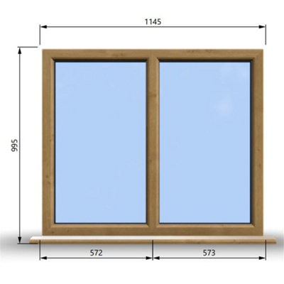1145mm (W) x 995mm (H) Wooden Stormproof Window - 2 Non-Opening Windows ...