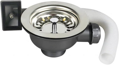 114mm Kitchen Sink Waste Fittings Basket Strainer Waste and Rectangle ...