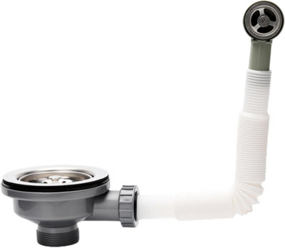 114mm Kitchen Sink Waste Kit with Overflow Pipes Wash Basin Overflow ...
