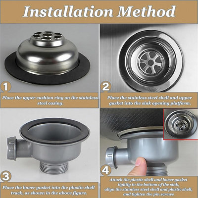 114mm Kitchen Sink Waste Kit with Overflow Pipes Wash Basin Overflow ...