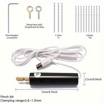 115-Piece Mini USB Electric Drill Kit Handheld Drill & Screwdriver for ...