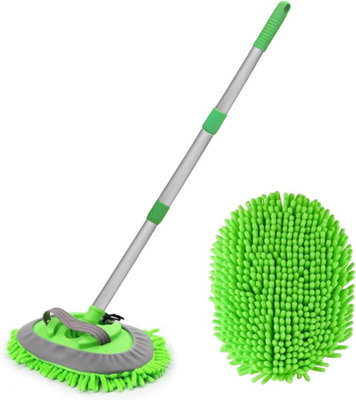 115cm Extendable Car Wash Brush Mop with Microfiber Head Long Handle ...