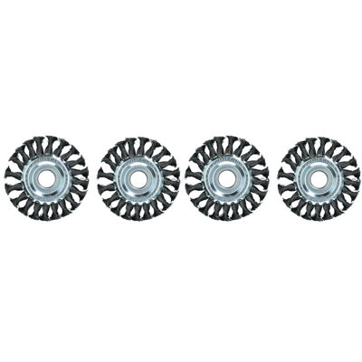 115mm Flat Twist Wire Brush Deburring Rust Paint Removal 22.2mm Bore 4pk