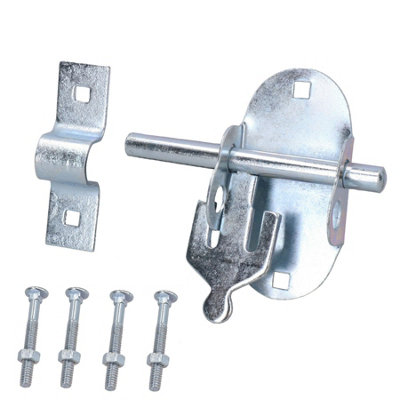 115mm Oval Pad Bolt Sliding Lock Gate Shed Door Padbolt with Fixings ...