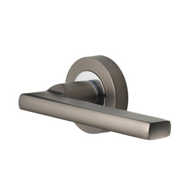 116mm Vision Vela Designer Lever Handles on 50mm Round Rose - Graphite ...