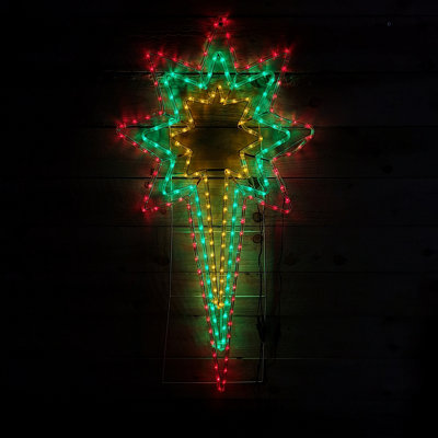 118 x 62cm LED North Star Rope Light Outdoor Christmas Silhouette in ...