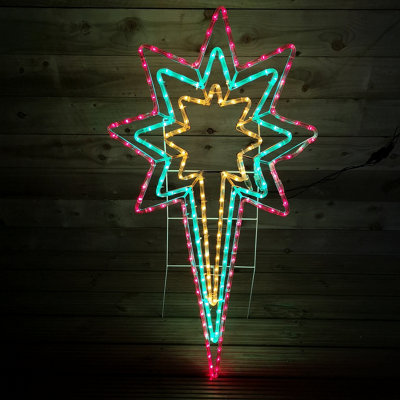 118 x 62cm LED North Star Rope Light Outdoor Christmas Silhouette in ...