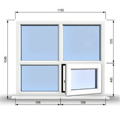 1195mm (W) x 1045mm (H) PVCu StormProof Casement Window - 1 Bottom ...