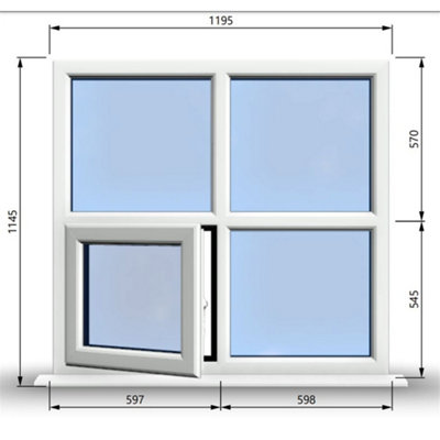 1195mm (W) x 1145mm (H) PVCu StormProof Casement Window - 1 Bottom ...