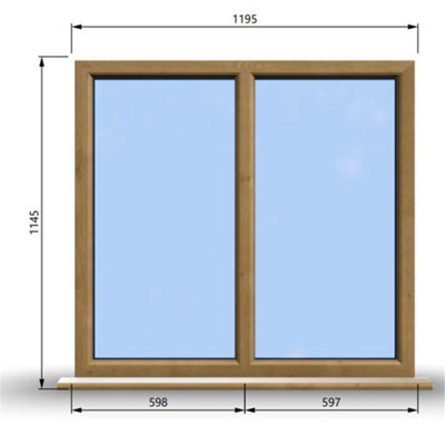 1195mm (W) x 1145mm (H) Wooden Stormproof Window - 2 Non-Opening ...