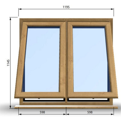 1195mm (W) x 1145mm (H) Wooden Stormproof Window - 2 Opening Windows ...