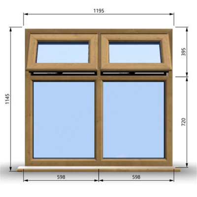 1195mm (W) x 1145mm (H) Wooden Stormproof Window - 2 Top Opening ...