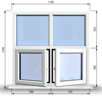 1195mm (W) x 1195mm (H) PVCu StormProof Casement Window - 2 Bottom ...