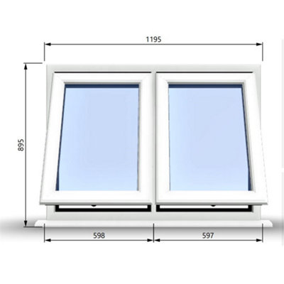 1195mm (W) x 895mm (H) PVCu StormProof Casement Window - 2 Vertical ...