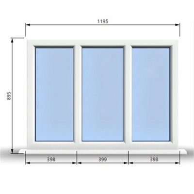 1195mm (W) x 895mm (H) PVCu StormProof Casement Window - 3 Panes Non ...
