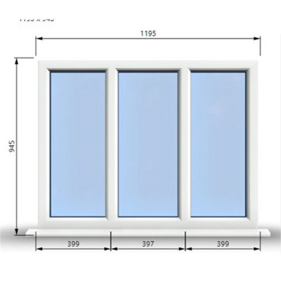 1195mm (W) x 945mm (H) PVCu StormProof Casement Window - 3 Panes Non ...