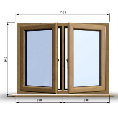 1195mm (W) x 945mm (H) Wooden Stormproof Window - 2 Opening Windows ...