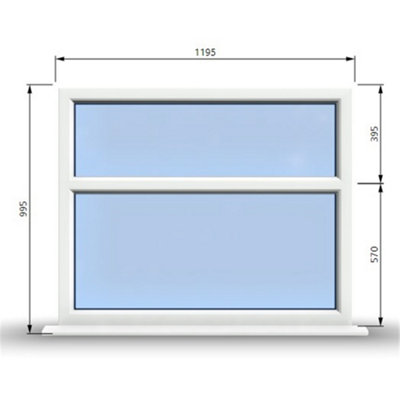 1195mm (W) x 995mm (H) PVCu StormProof Casement Window - 2 Horizontal ...