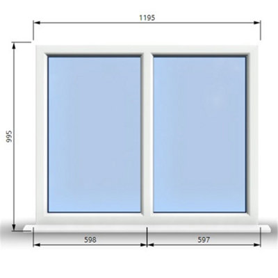 1195mm (W) x 995mm (H) PVCu StormProof Casement Window - 2 Vertical ...