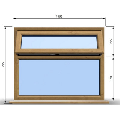 1195mm (W) x 995mm (H) Wooden Stormproof Window - 1 Top Opening Window ...