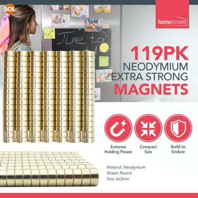 119pk Small Grade N45 Neodymium Magnets 6mm x 3mm, Extra Strong Magnets ...