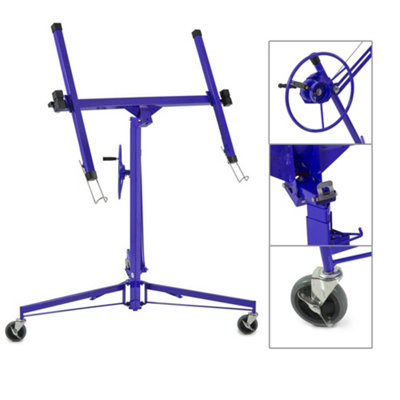 11ft Blue Professional Mobile Drywall Hoist Plasterboard Lifter Caster ...