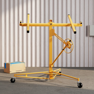 11ft Drywall Lifter with Rolling Casters for Panel Hoisting Yellow Coated