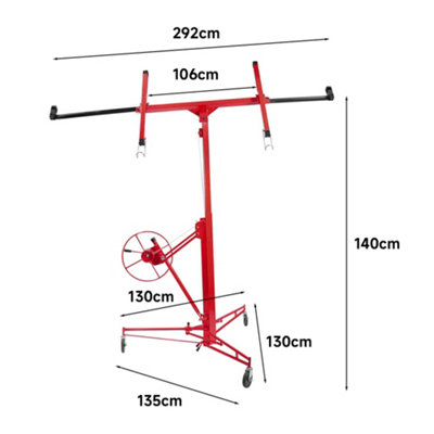 11FT Portable Drywall Lifter with Wheels Heavy Duty Plasterboard Hoist ...