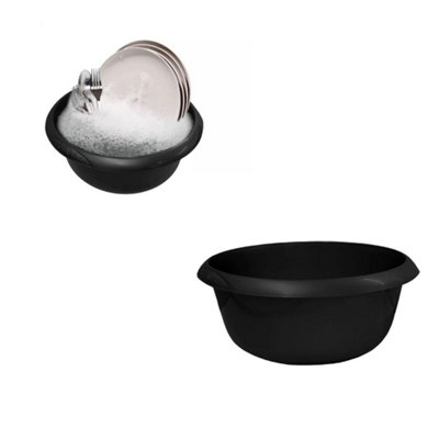 11L Round Plastic Washing Up Bowl Durable Kitchen Sink Basin Graphite ...