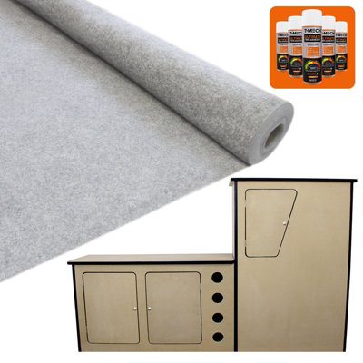 11m2 Van Lining Carpet Silver Grey - Camper Motor Home Kitchen Unit