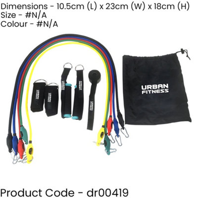 11pc Resistance Tube Band Kit - Home Workout Set - Curl Press Squat ...