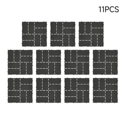 11pcs Plastic Interlocking Floor Deck Tiles Natural Ink Grey 30cm x 30cm