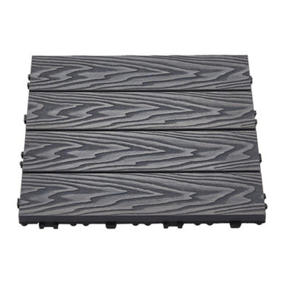 11pcs Wood Grain Interlocking Decking Tiles Wooden Floor Tiles 30cm x 30cm
