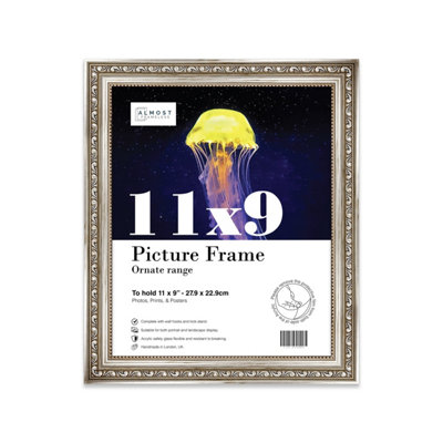 11x9 Silver Ornate Picture Frame (27.9 x 22.9cm) Poster, Photo, Artwork ...