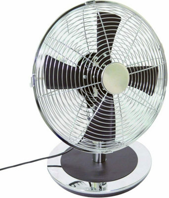 12" (30cm) Chrome Quality Desk Fan - Oscillating & Tilting - Keep Cool ...