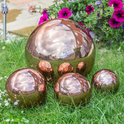 12.6cm Copper Effect Stainless Steel Gazing Globe Sphere