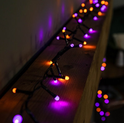 12.9m Light up Halloween Glow Worm String Lights with 520 Purple and ...
