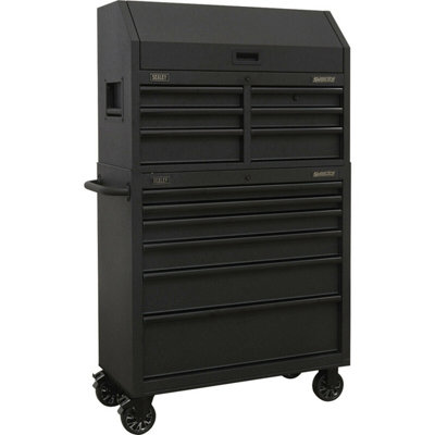 12 Drawer Combination Tool Chest with UK Mains Power Bar - Black - 1000 ...
