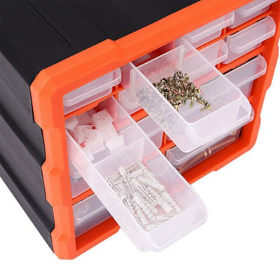 12 Drawer organiser Plastic Storage Units - Stationary Craft Box ...