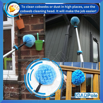12-Foot High Reach Cobweb Duster Kit with 5-12ft Extension Pole ...