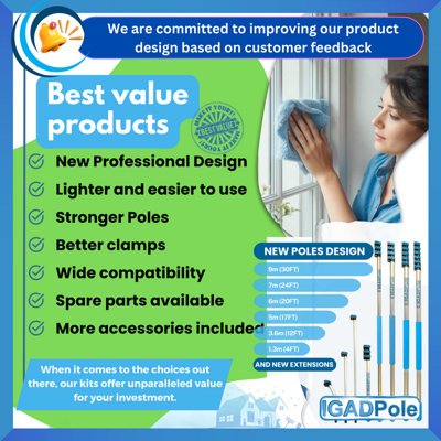 12-Foot High Reach Cobweb Duster Kit with 5-12ft Extension Pole ...