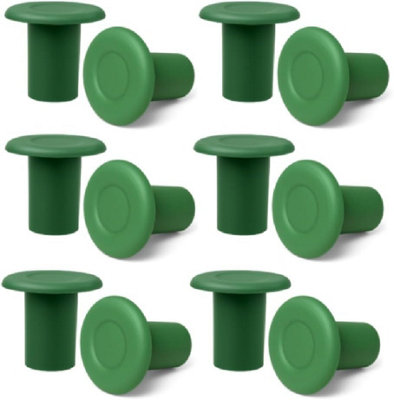 12 Green Rubber End Covers for Bamboo Garden Canes Flexible Toppers for ...