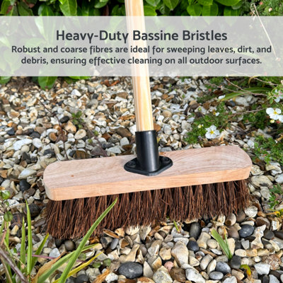 12-Inch Bassine Broom - Durable Yard and Garden Broom with Wooden ...
