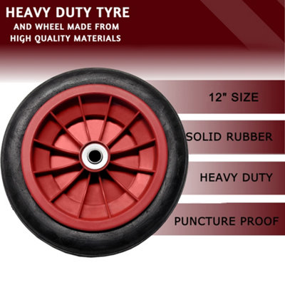 12" Inch Solid Wheelbarrow Wheel Puncture Proof Tyre Solid Wheel for ...