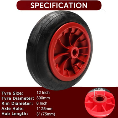 12" Inch Solid Wheelbarrow Wheel Puncture Proof Tyre Solid Wheel for ...